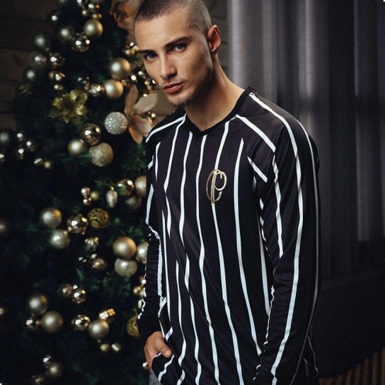 Camisa Corinthians Masculina Retrô Manga Longa 2026 - Preto | Netshoes