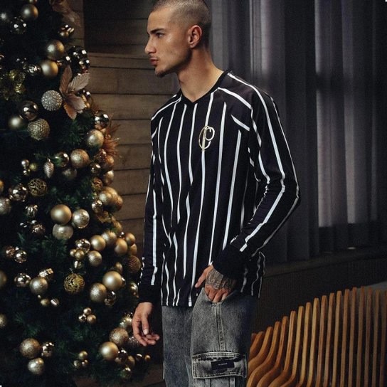 Camisa Corinthians Masculina Retrô Manga Longa 2026 - Preto | Netshoes