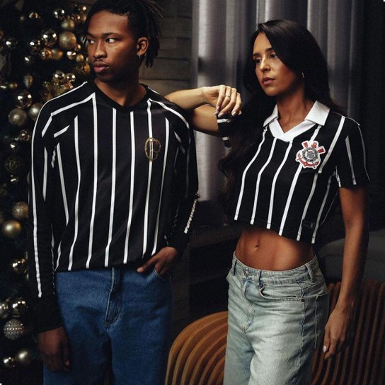 Camisa Corinthians Masculina Retrô Manga Longa 2026 - Preto | Netshoes