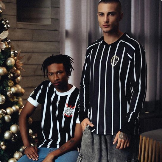 Camisa Corinthians Masculina Retrô Manga Longa 2026 - Preto | Netshoes