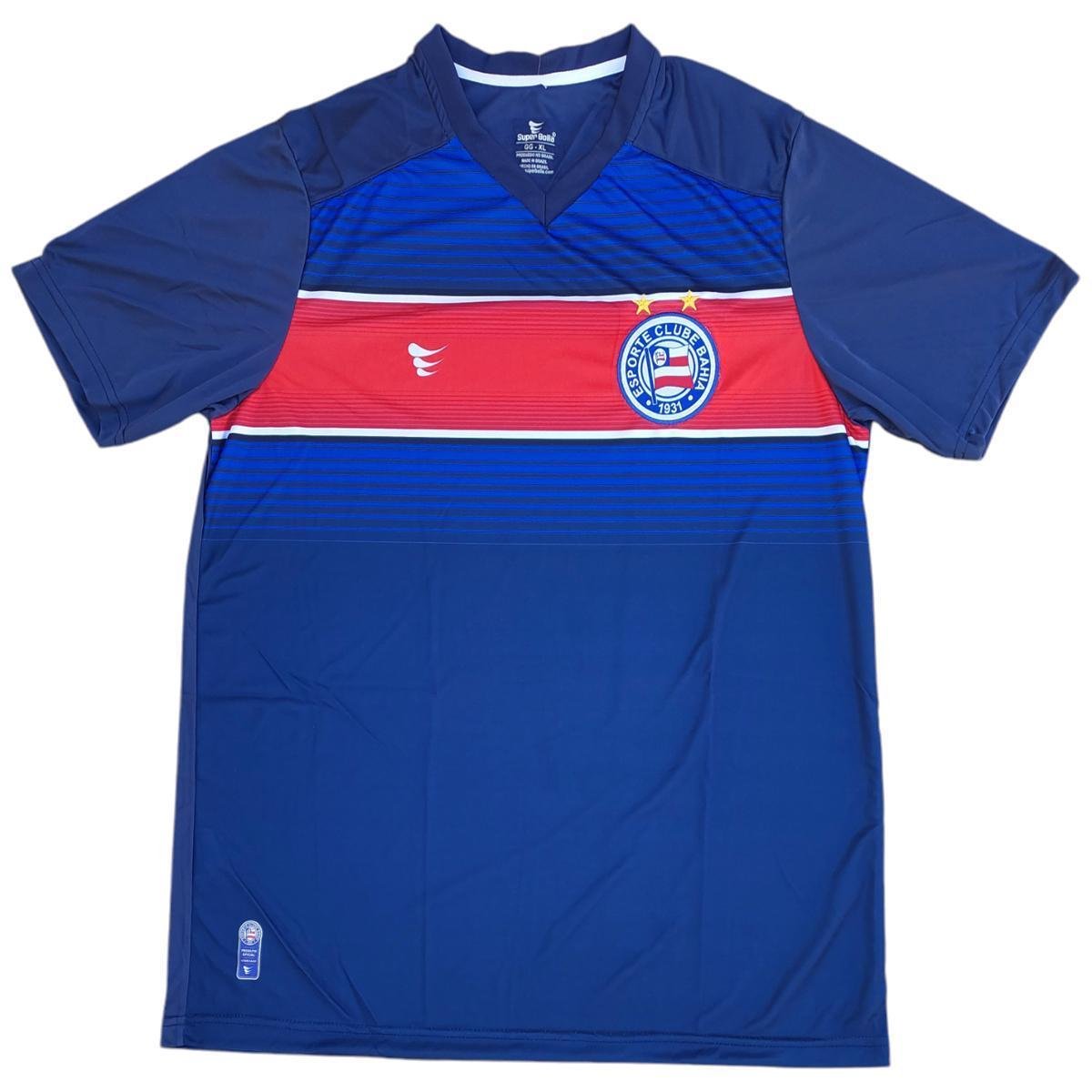 Camisa do Bahia Stripe Adulto Escudo Bordado Oficial Super Bolla - Azul ...