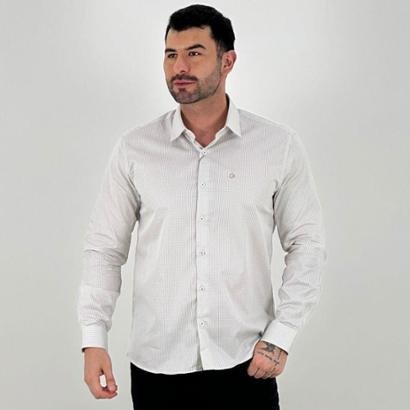 Camisa Guilherme Soul Slim Manga Longa Quadriculada Masculina - Areia ...