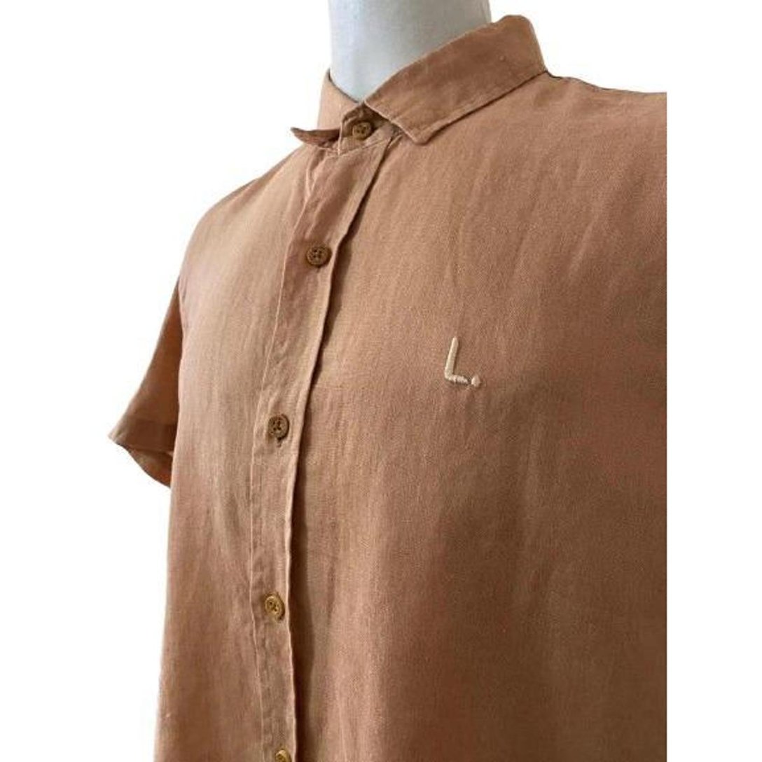 Camisa Manga Curta Lehua Classica Linho - Marrom - 1300 - Marrom | Netshoes