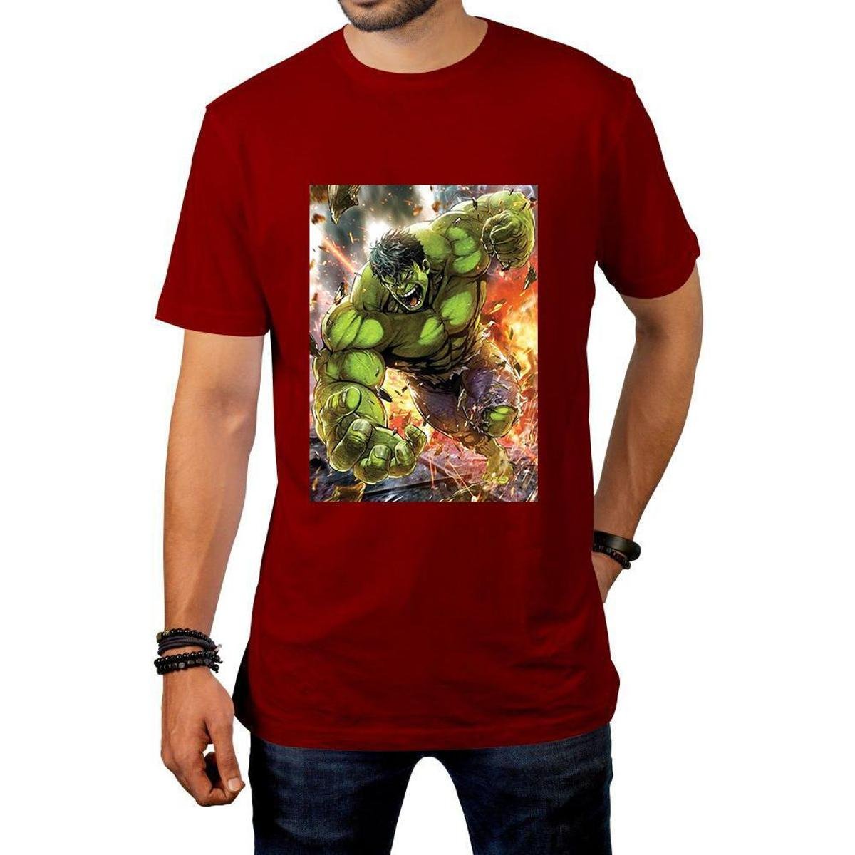 Camisa Manga Curta Paisagem Com Hulk Herói Pronta-Entrega Gênero ...