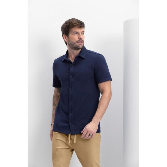Camisa Masculina Em Piquet Essendi - Azul Escuro | Netshoes