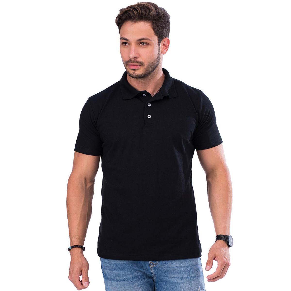 Camisa Polo Preta Masculina Lisa em promoção na Netshoes!
