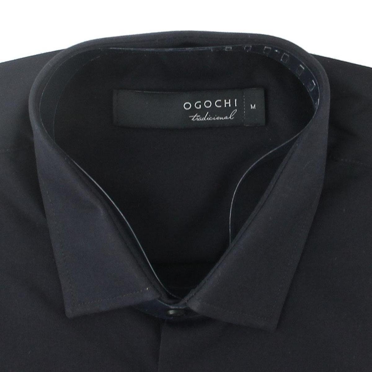 Camisa Masculina Ogochi ML Tradicional Preto - 0014 - Preto | Netshoes