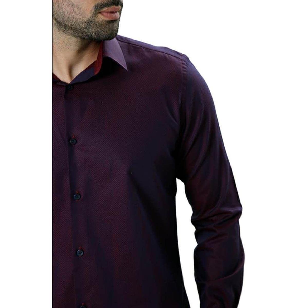 Camisa Masculina Slim Fit Maquinetada Roxa Exclusiva Marca Luxo - Roxo ...