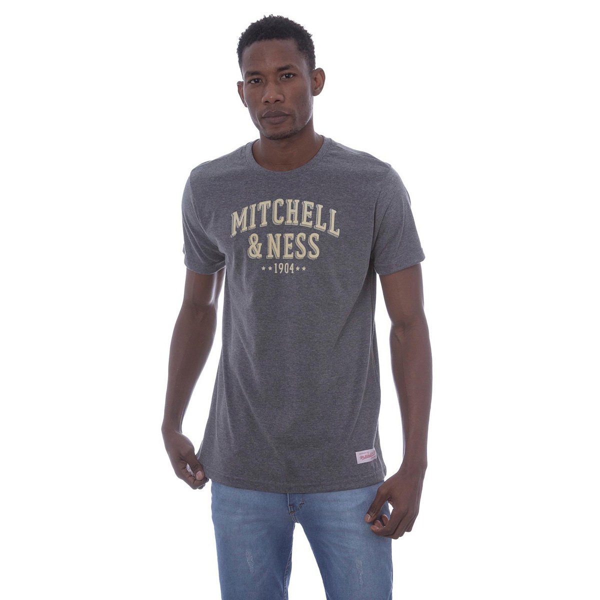 Camisa Mitchell & Ness Logo 1904 Masculina - Cinza | Netshoes