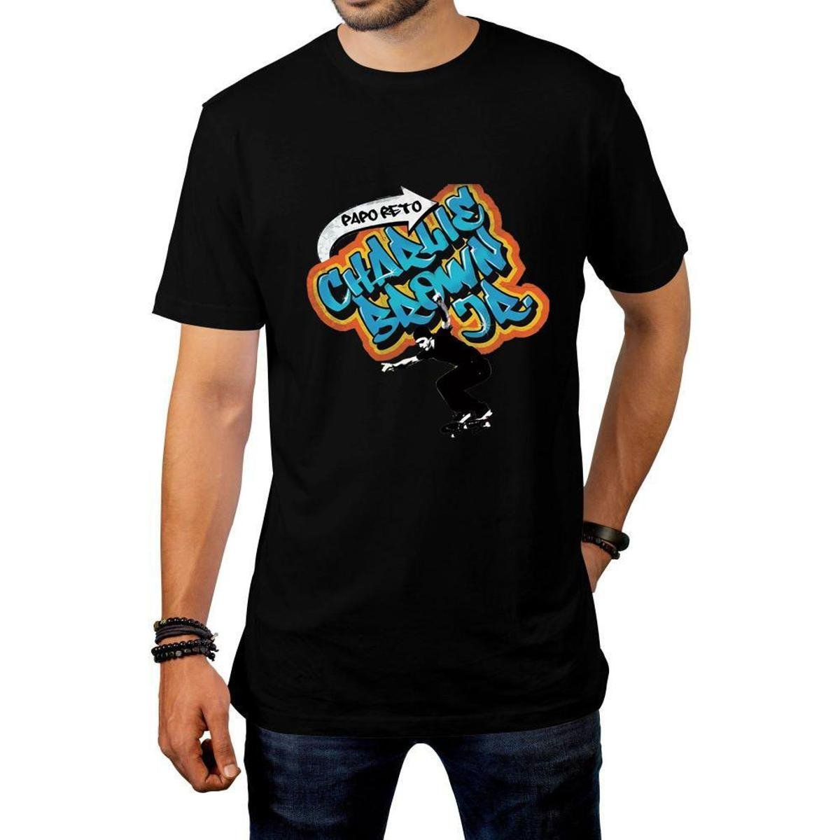Camisa Plus Size Charlie Brown Jr Papo Reto Skate Envio Imed - Preto ...