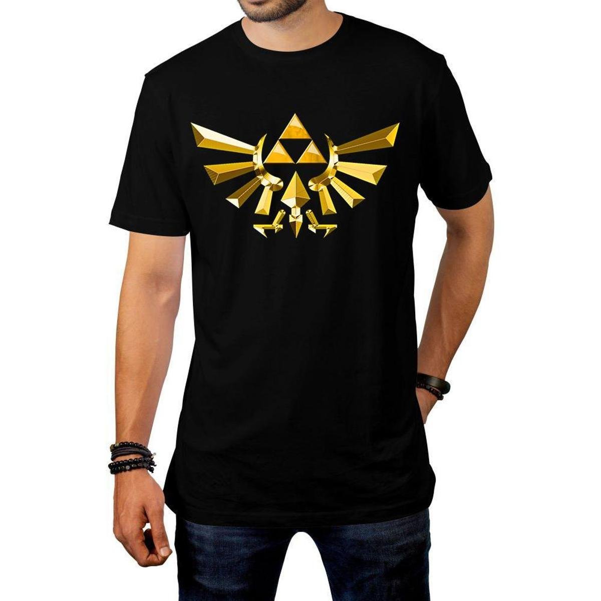 Camisa Plus Size Logo Jogo A Lenda De Zelda Geek Retro Video - Preto ...
