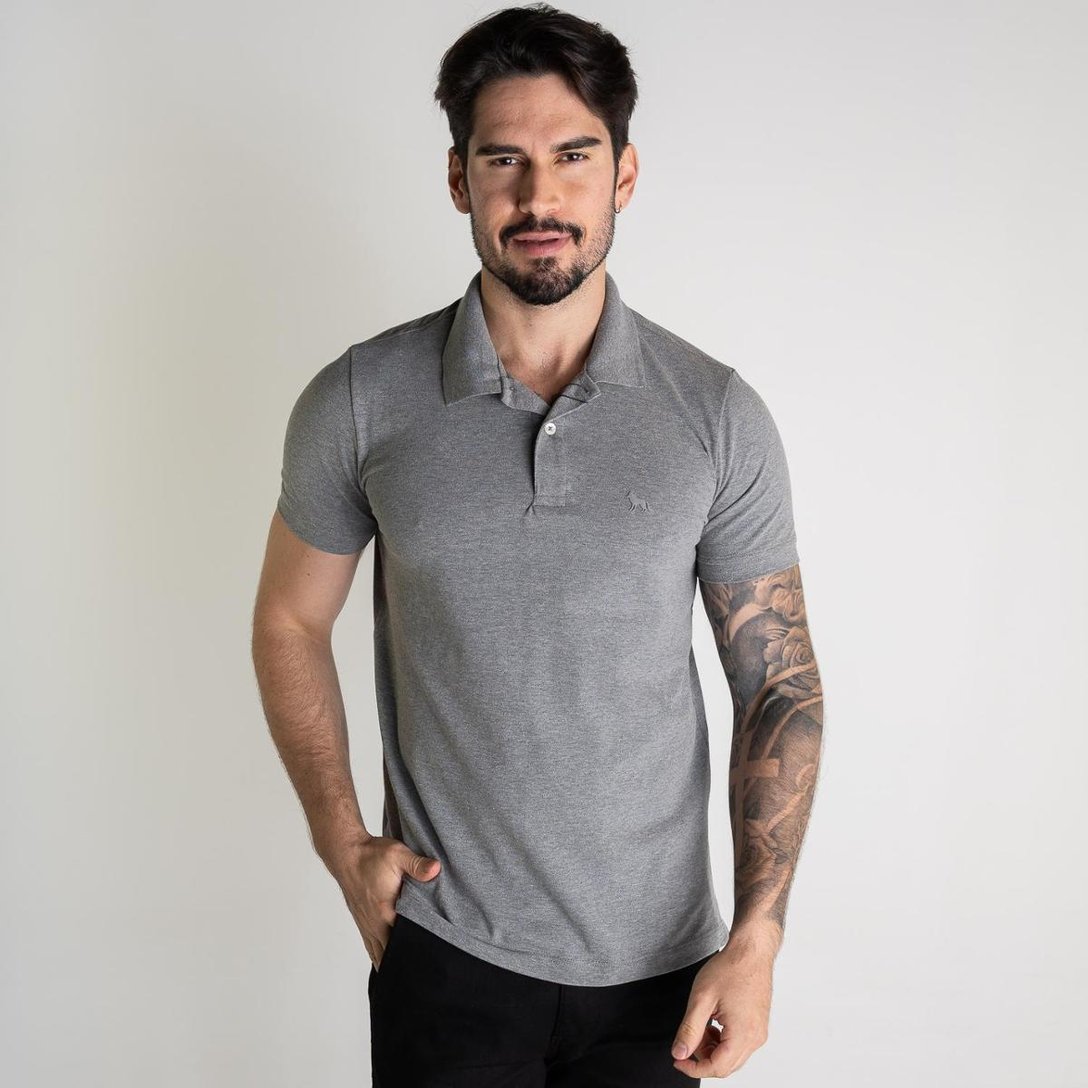 Camisa Polo Acostamento Básica Wolf Masculina - Chumbo | Netshoes