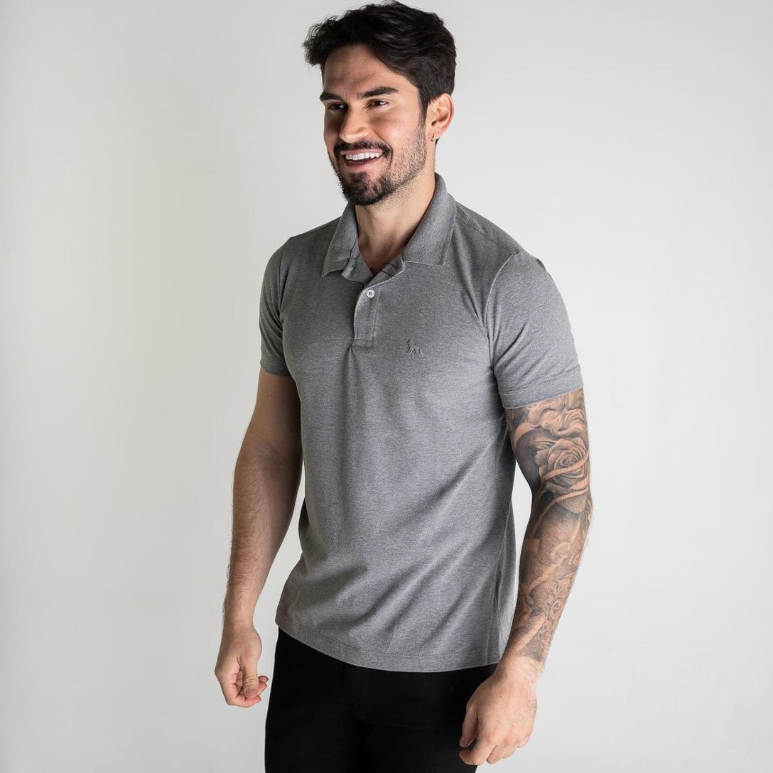 Camisa Polo Acostamento Básica Wolf Masculina - Chumbo | Netshoes