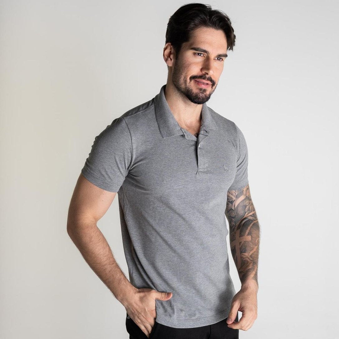 Camisa Polo Acostamento Básica Wolf Masculina - Chumbo | Netshoes