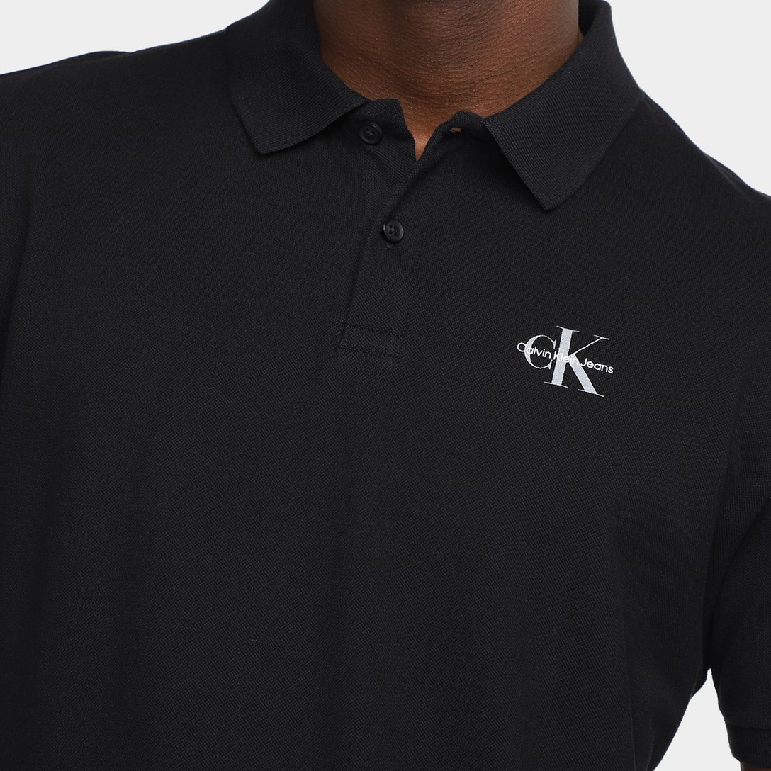 Camisa Polo Calvin Klein Logo Masculina - Preto | Netshoes