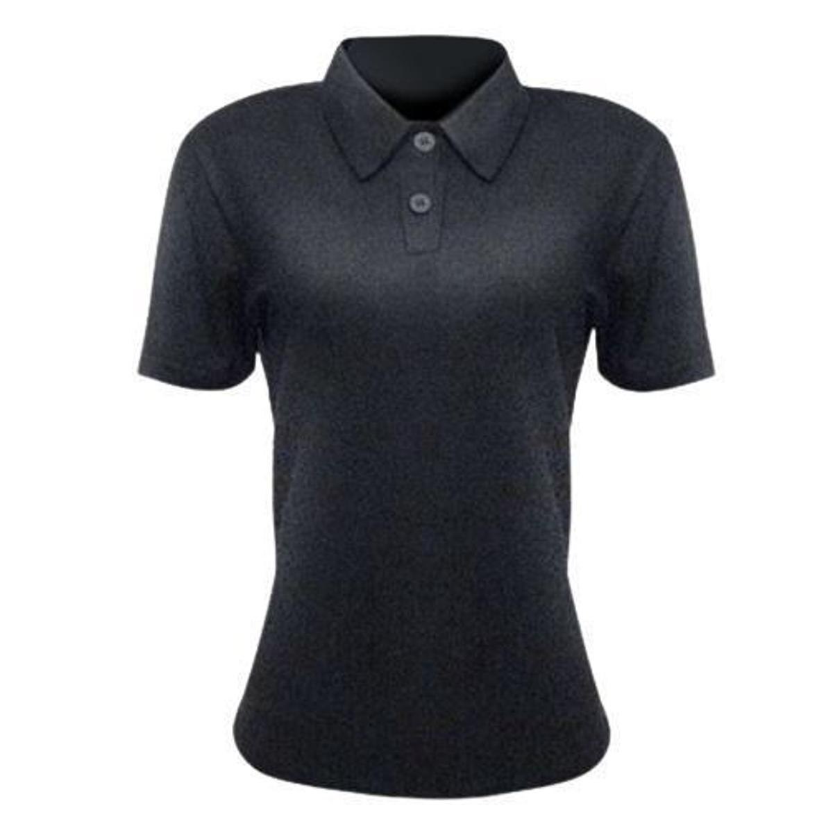 Camisa Polo Feminina Baby Look Piquet Poliéster - Preto | Netshoes