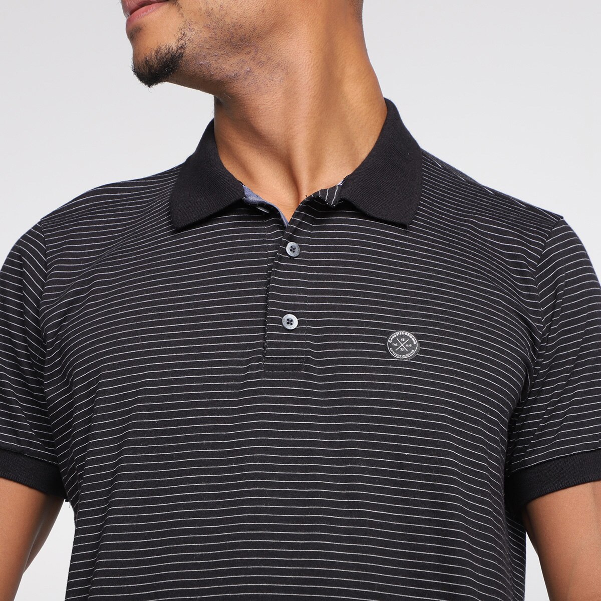 Camisa Polo Gangster Listrada Masculina - Preto | Netshoes