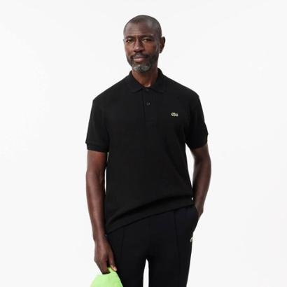 Camisa polo Lacoste piqué dupla face de caimento clássico - Preto ...