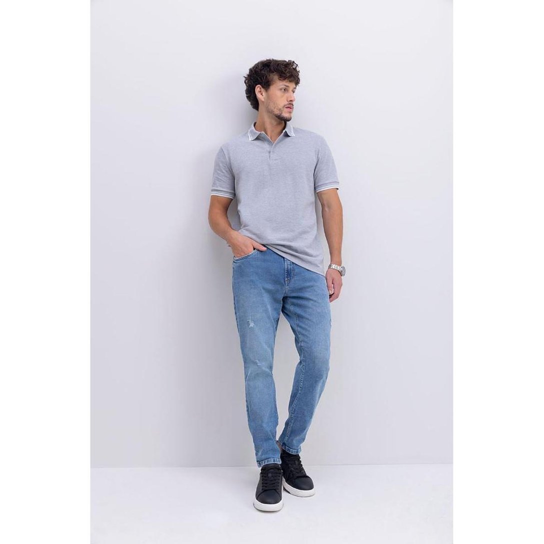 Camisa Polo Masculina Em Piquet Essendi Cinza Médio - Cinza | Netshoes