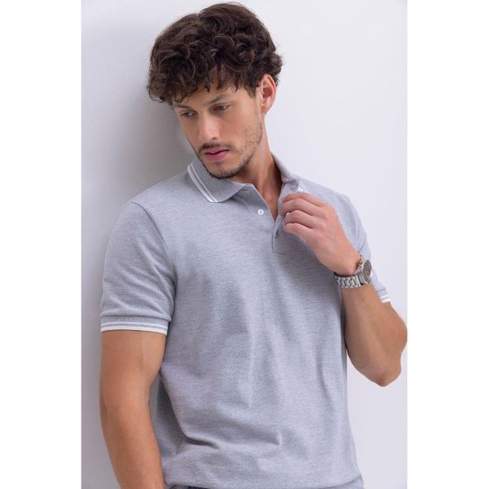 Camisa Polo Masculina Em Piquet Essendi Cinza Médio - Cinza | Netshoes