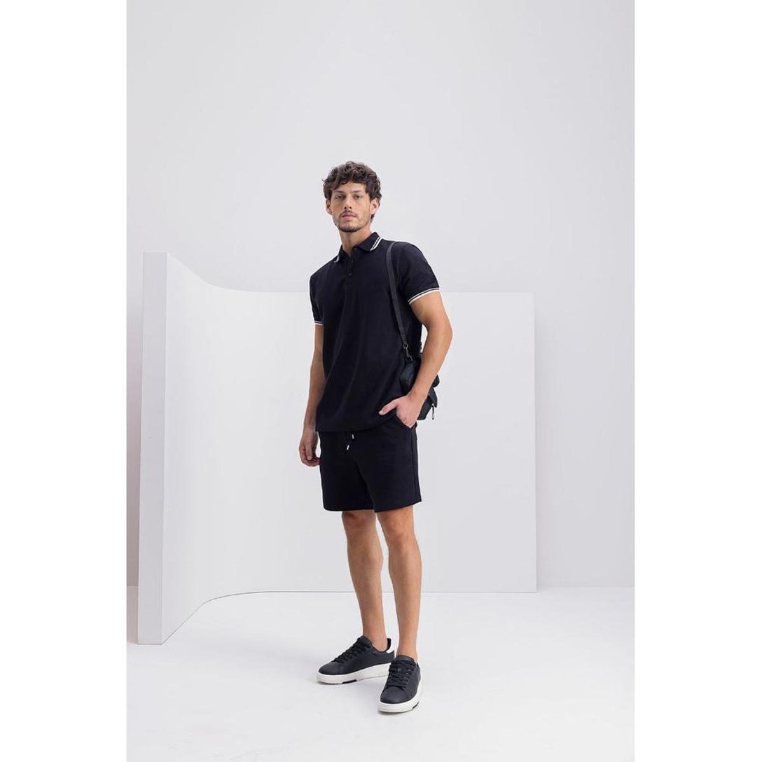 Camisa polo masculina em piquet Essendi - Preto | Netshoes