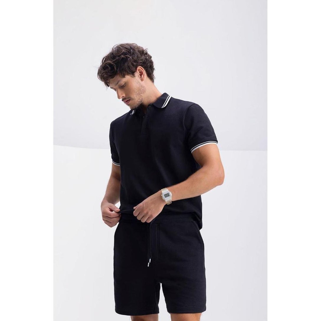 Camisa polo masculina em piquet Essendi - Preto | Netshoes