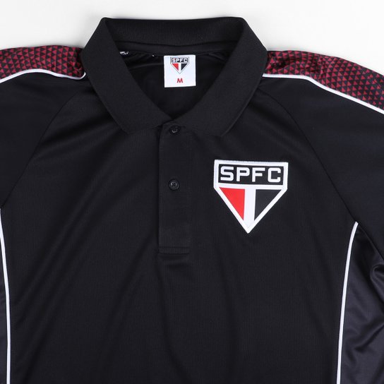 Camisa Polo São Paulo Tricolor SPR Masculina - Preto+Vermelho | Netshoes