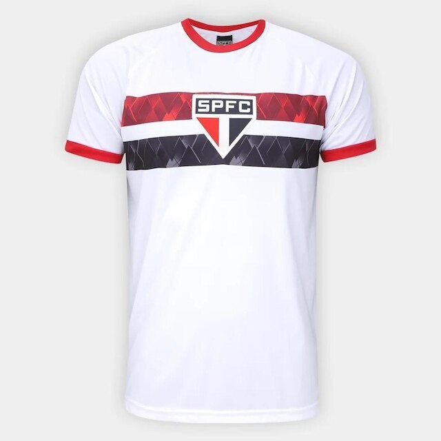 Camisa São Paulo Oficial Licenciada Geometric Masculina - Branco | Netshoes