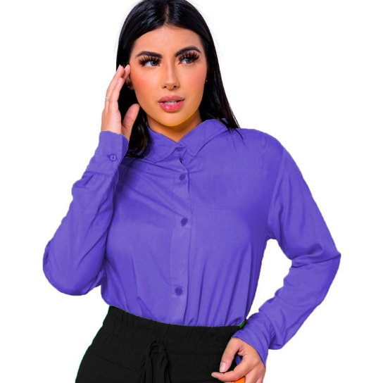 Camisa Social Feminina Com Fechamento em Botões Manga Longa Camisete ...