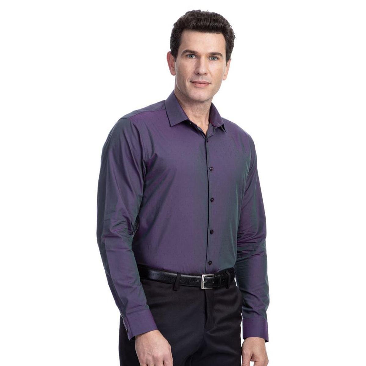 Camisa Social Masculina Roxa Detalhada - Roxo | Netshoes