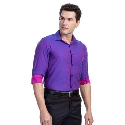 Camisa Social Masculina Roxa Lisa - Roxo | Netshoes