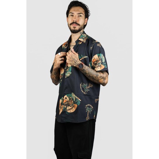 Camisa The New Custom Hula Masculina - Preto | Netshoes