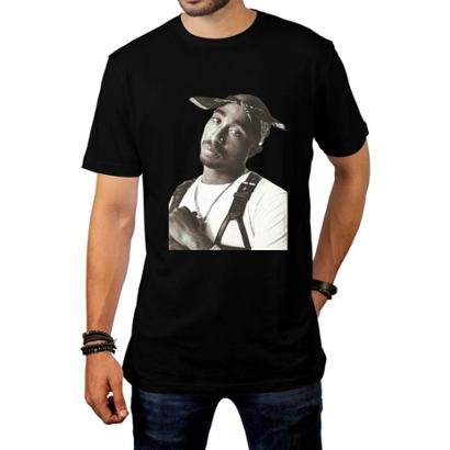 Camisa Tupac 2Pac Rap Algodão Alta Qualidade Varias Cores - Preto ...
