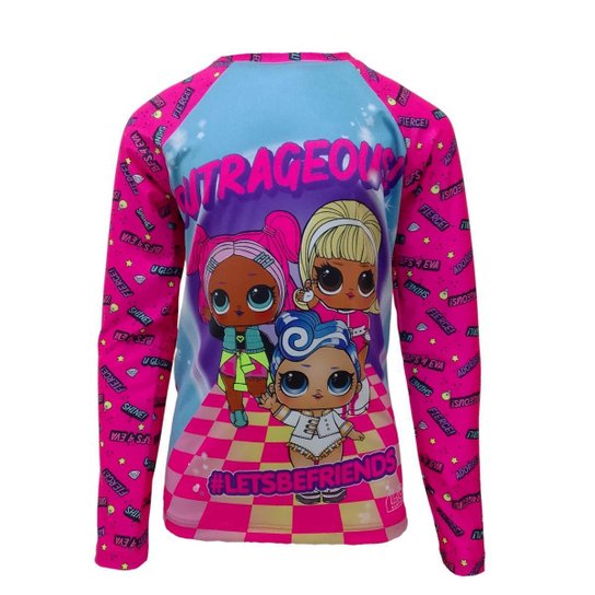 Camisa Uv 50 fps Infantil Blusa Rosa Proteção Praia Camiseta Lol ...