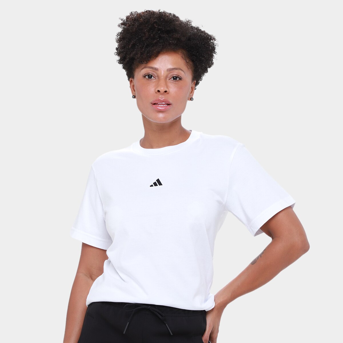 Camiseta Adidas Logo Feminina - Branco | Netshoes