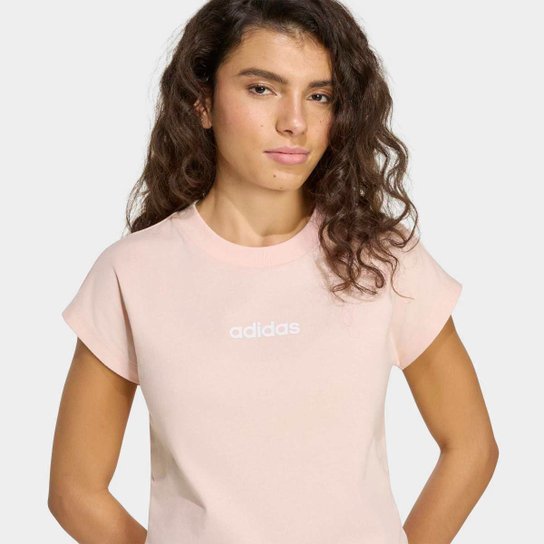 Camiseta Adidas Logo Linear Feminina - Rosa | Netshoes