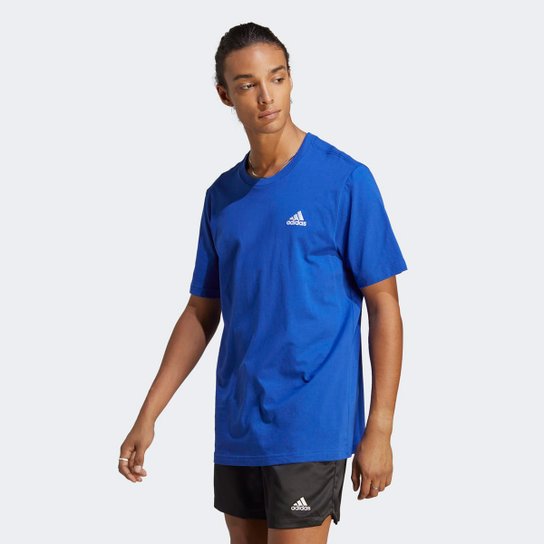 Camiseta Adidas Pequeno Logo Bordado Masculina - Azul | Netshoes