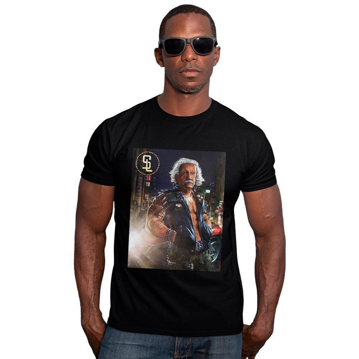 Camiseta Albert Einstein Físico Shap Life Motoqueiro Badass - Preto ...