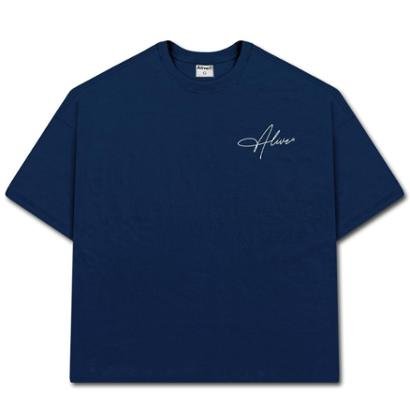 Camiseta Alive Oversized New Signature Azul Marinho - Azul | Netshoes