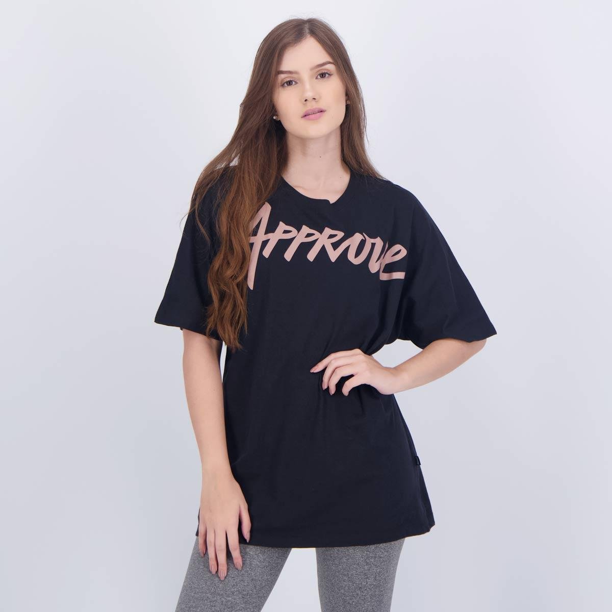 Camiseta Approve Logo New Classic Feminina Preta - Preto | Netshoes