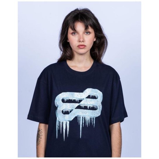 Camiseta Blunt Ice Cold Algodão Oversize Skate - Marinho | Netshoes