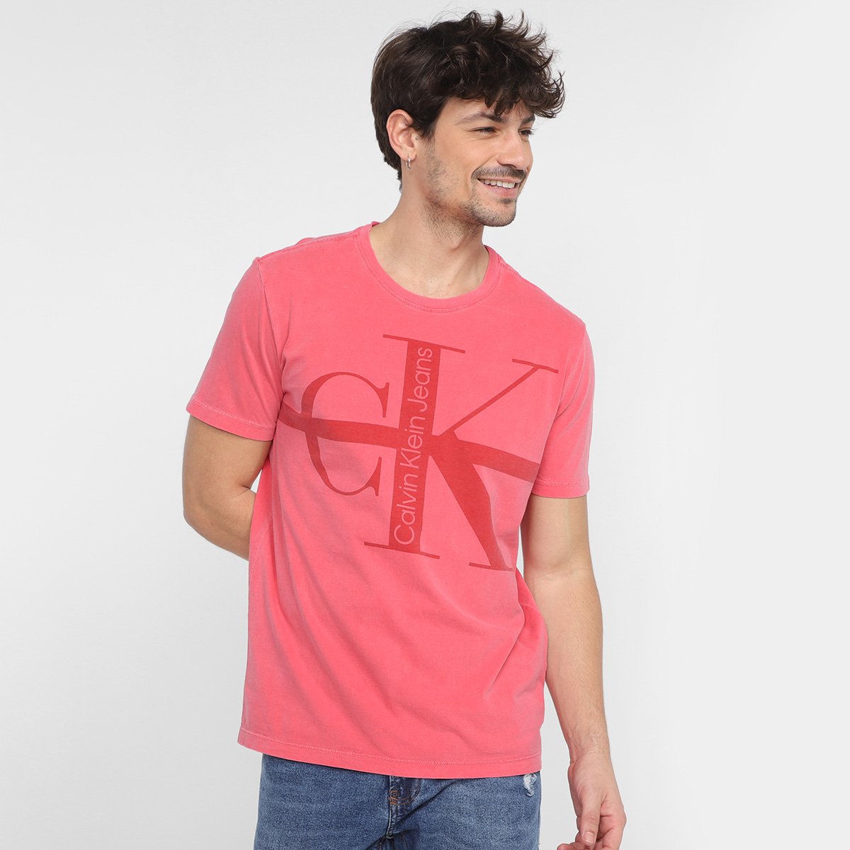 Camiseta Calvin Klein CKJ Masculina - Vermelho | Netshoes