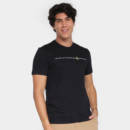 Camiseta Calvin Klein Logo CK Masculina - Preto | Netshoes
