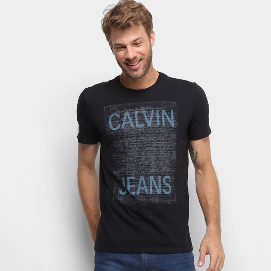 Camiseta Calvin Klein Manuscrito Masculina - Preto | Netshoes