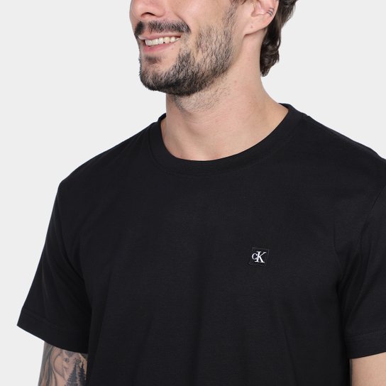 Camiseta Calvin Klein Mini Patch Ck Masculina - Preto | Netshoes