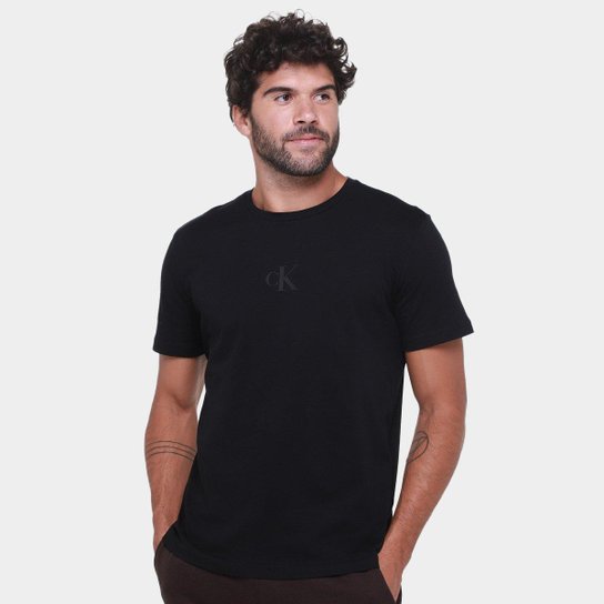 Camiseta Calvin Klein Rubber Patch Masculina - Preto | Netshoes