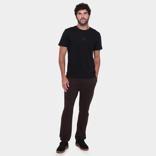Camiseta Calvin Klein Rubber Patch Masculina - Preto | Netshoes