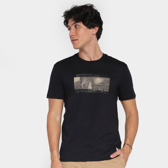 Camiseta Calvin Klein Tigre Masculina - Preto | Netshoes