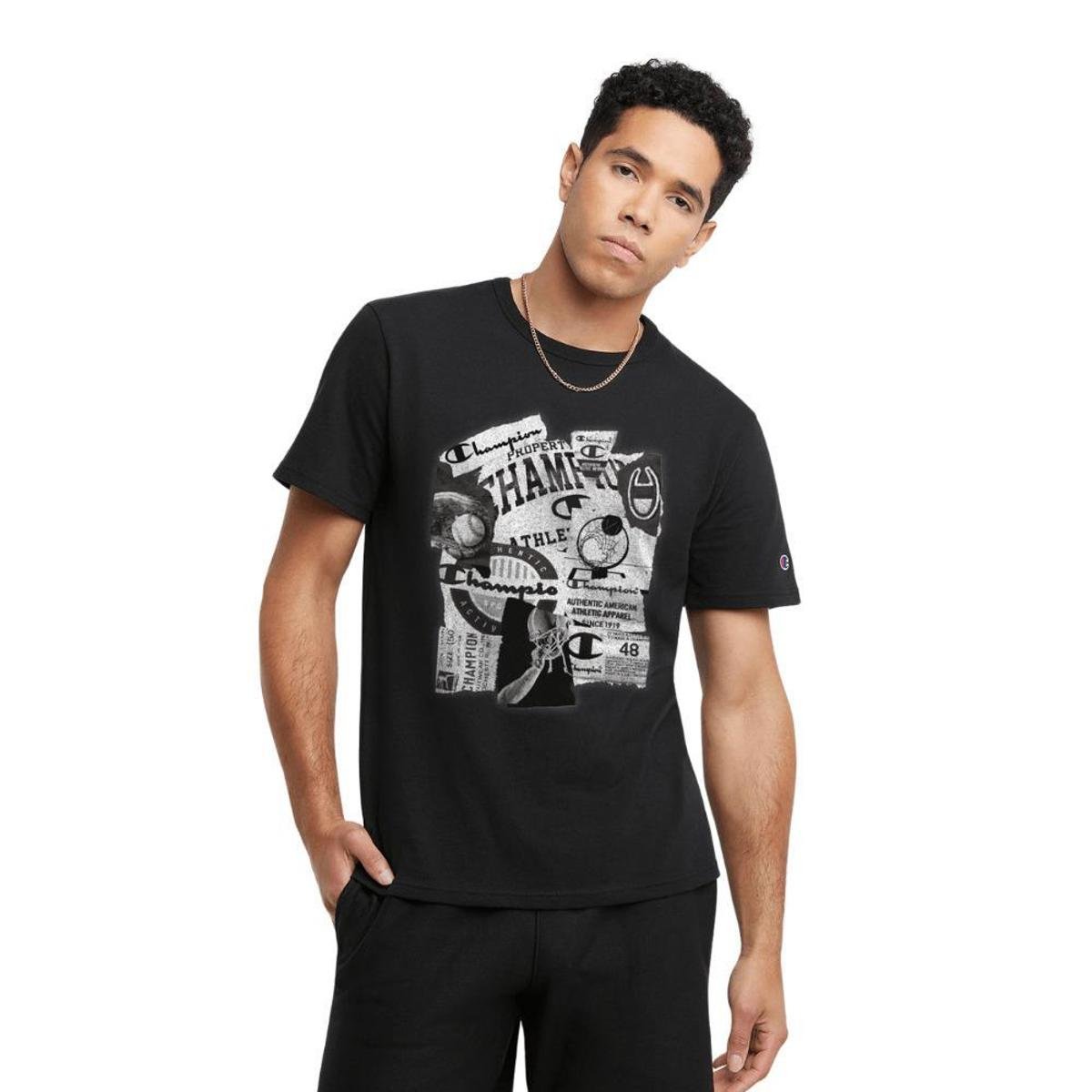 CAMISETA CHAMPION CUT AND PASTE - Preto | Netshoes