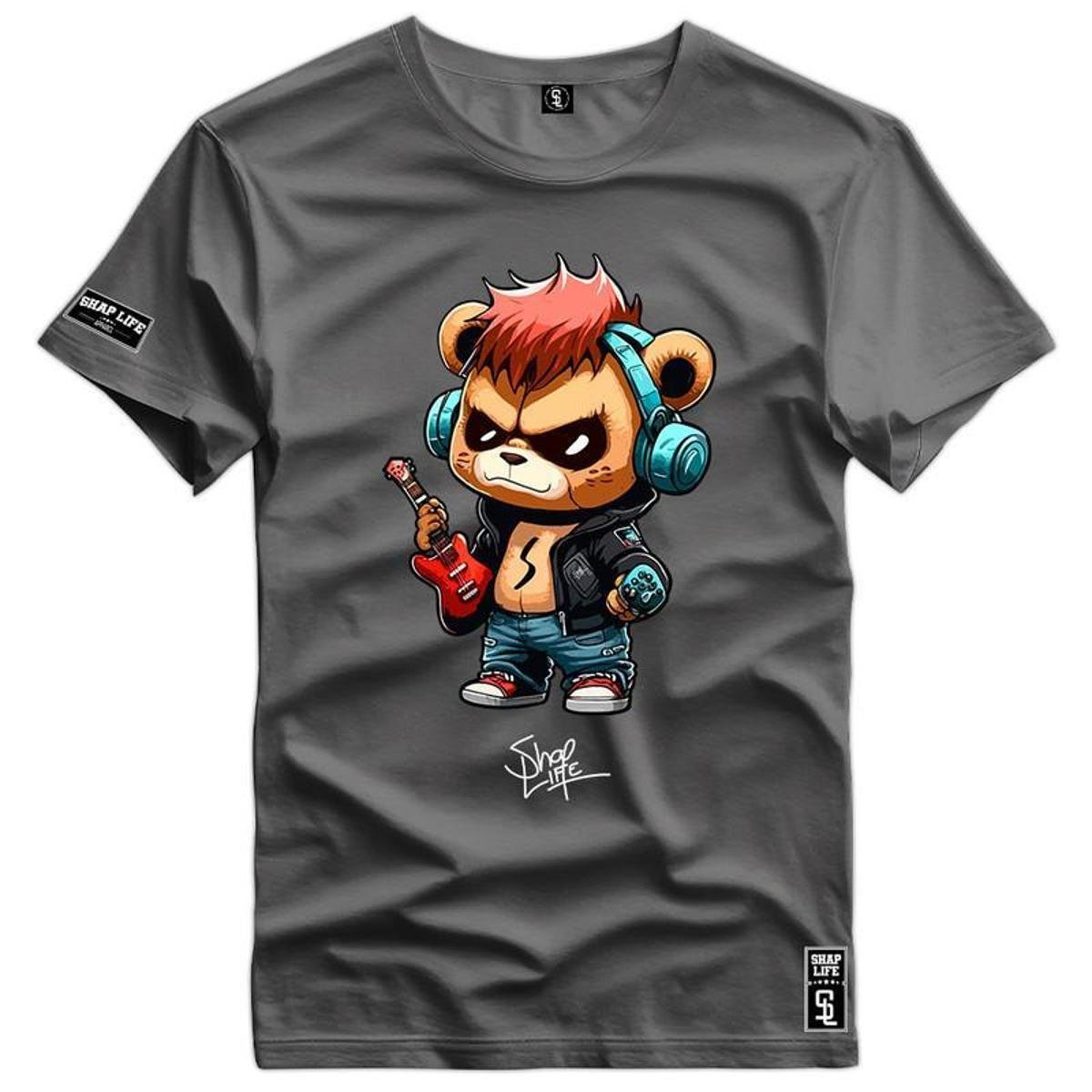 Camiseta Coleção Little Bears Rilk Headphone Shap Life - Grafite | Netshoes